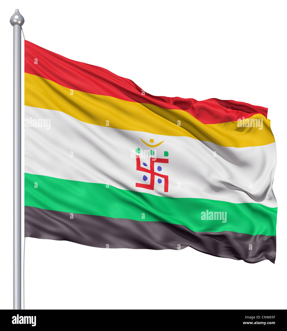 Realistic 3d flag of Jain fluttering in the wind Stock Photo - Alamy