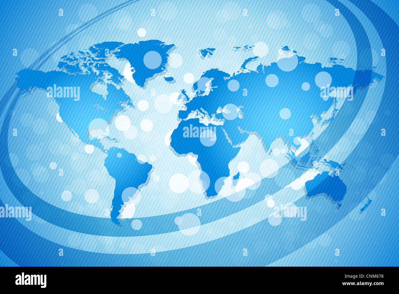 Blue World Map Background with Sparkles and lines Stock Photo - Alamy