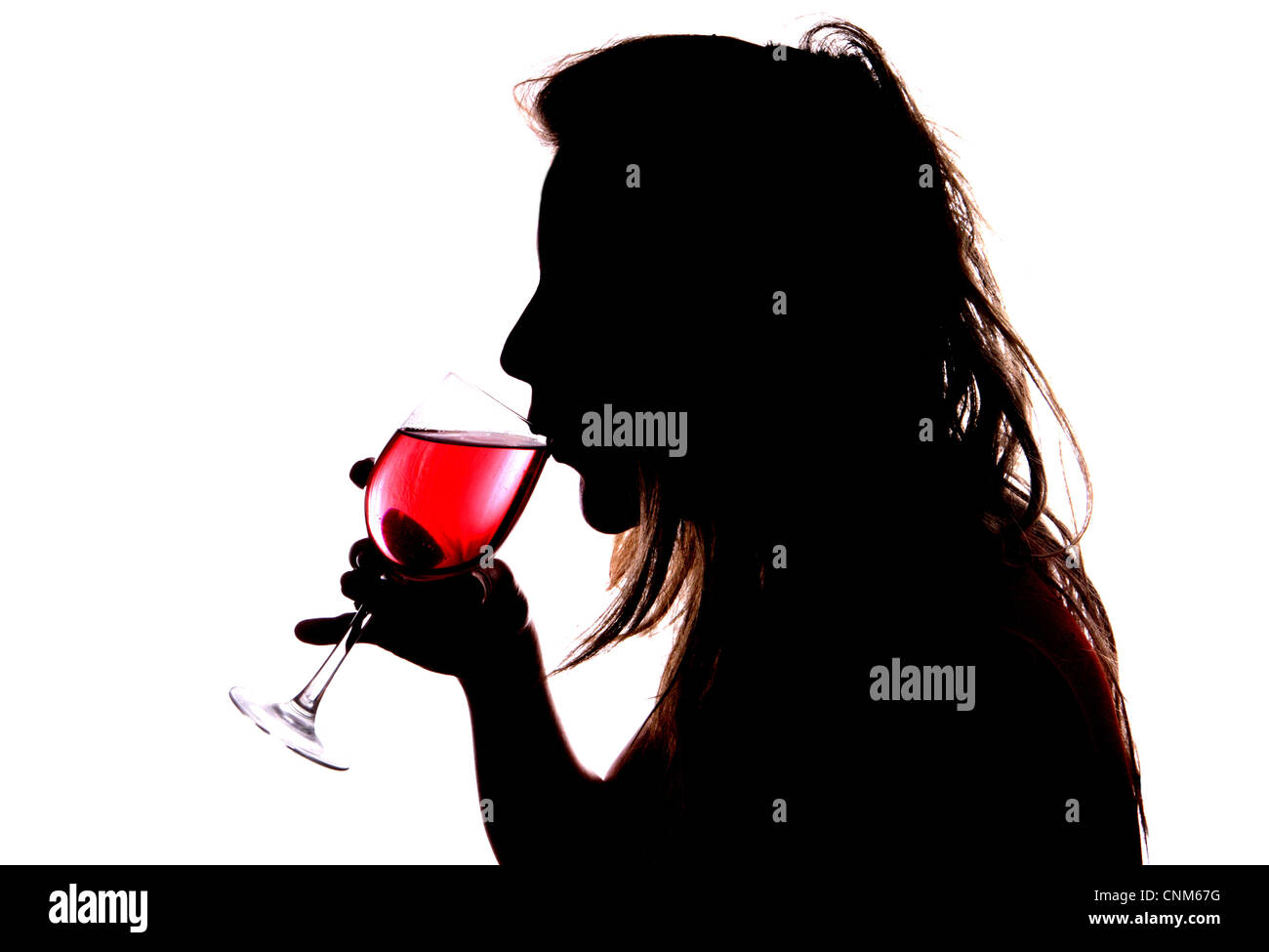 women drinking wine silhouette on white background Stock Photo - Alamy