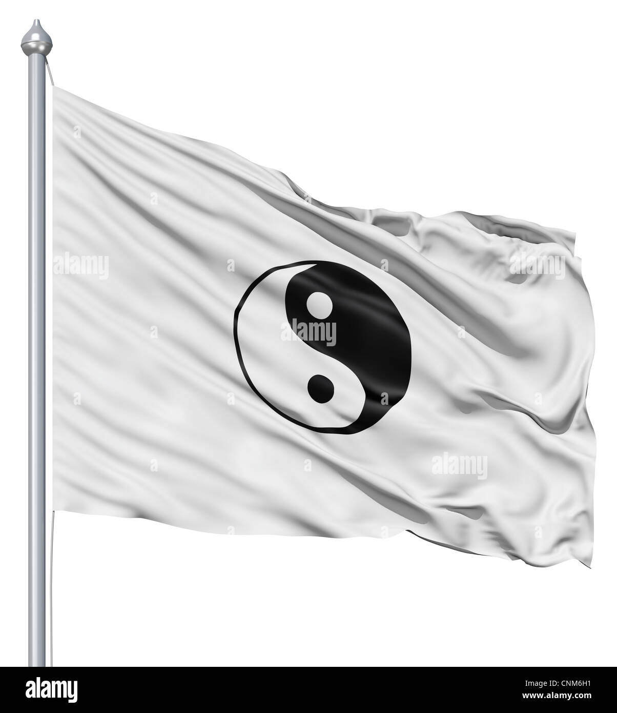 Realistic 3d flag of Yin Yang fluttering in the wind Stock Photo - Alamy