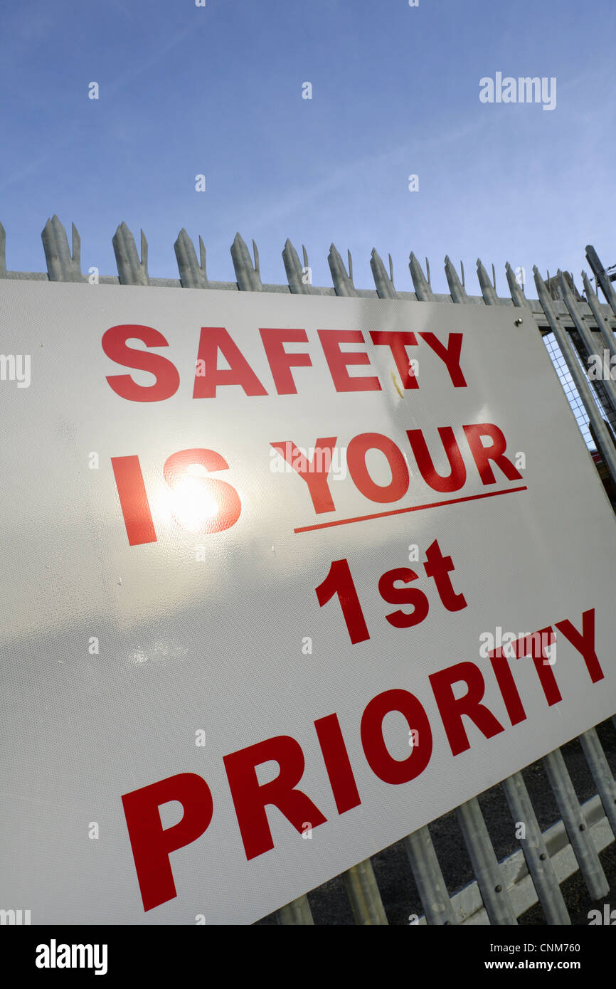 Health and Safety sign on metal gate Stock Photo - Alamy