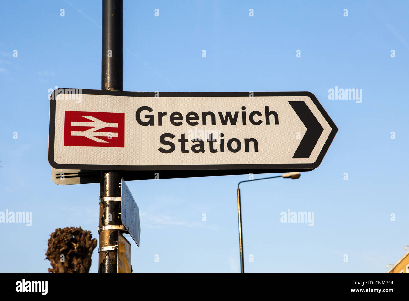 Sign to Greenwich Station Stock Photo - Alamy