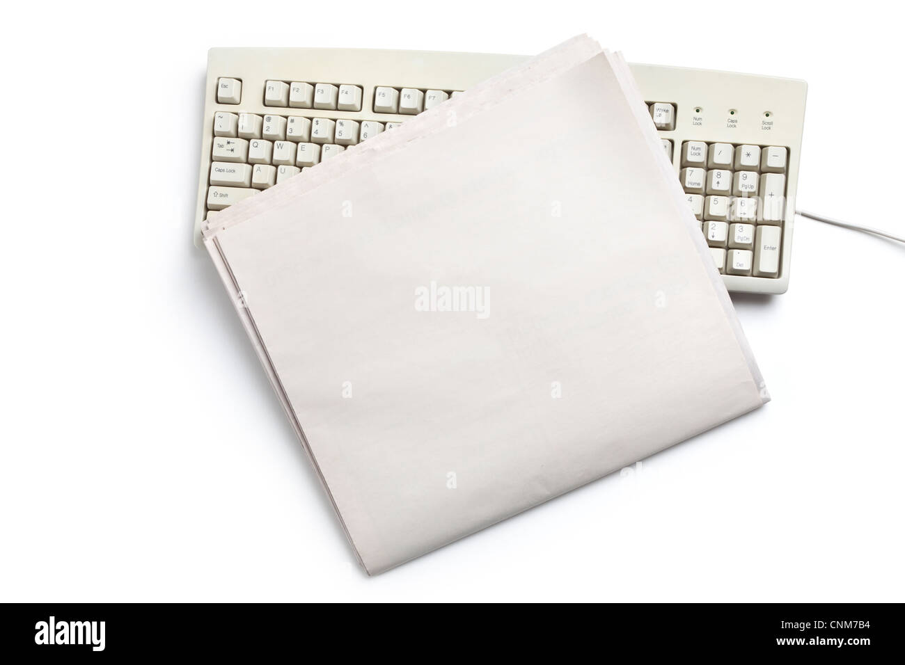 Computer Keyboard and Newspaper with white background Stock Photo - Alamy