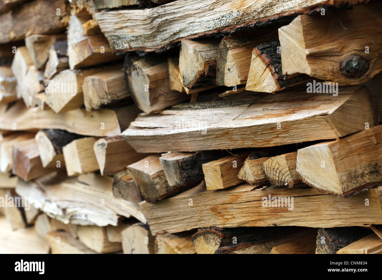 Stacked chopped wood for the winter or construction Stock Photo - Alamy
