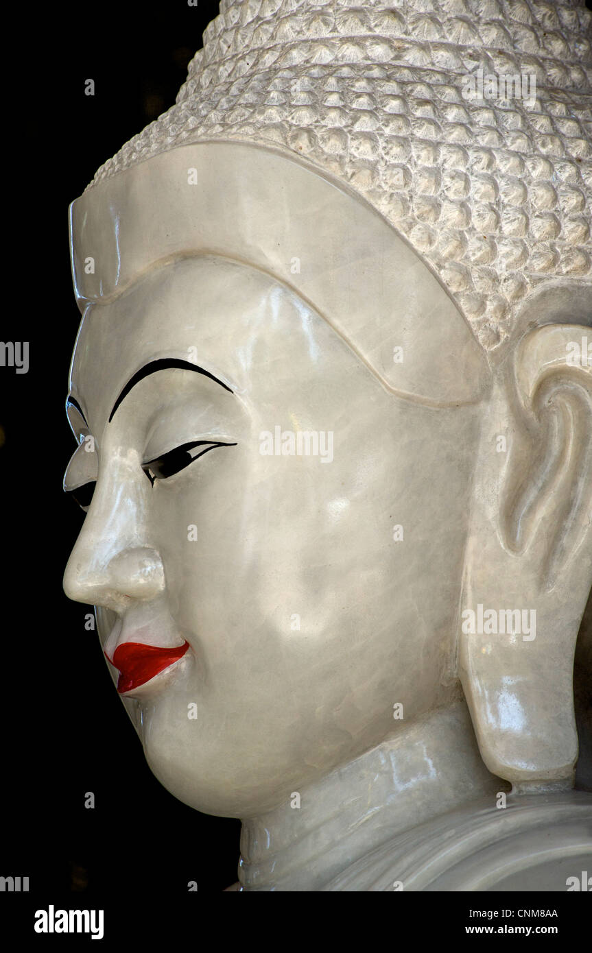 Marble Buddha image at a carving workshop, Rangoon. Burma. Yangon ...