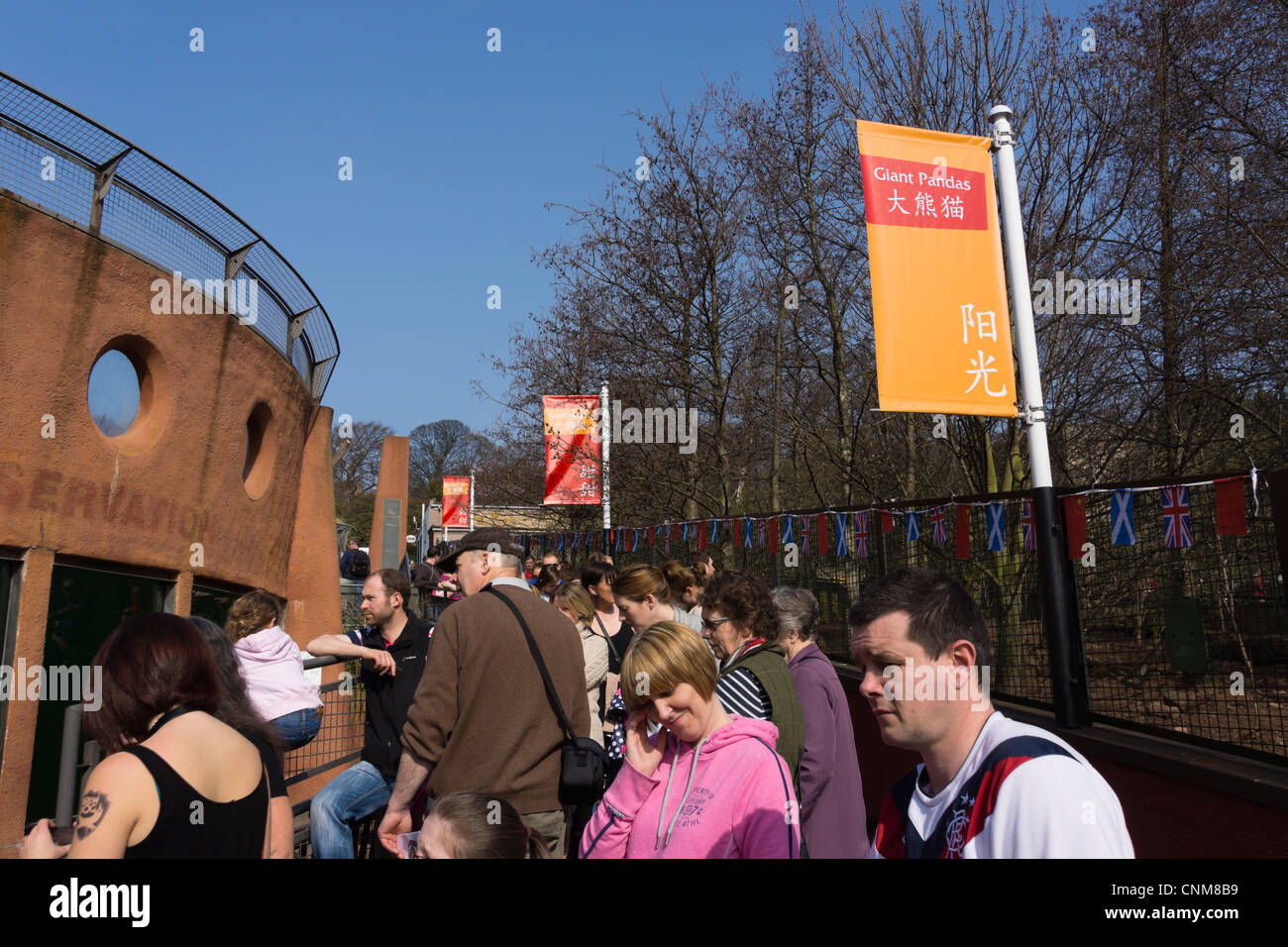 Queue in line for Giant Panda viewing at Edinburgh Zoo Scotland Stock ...