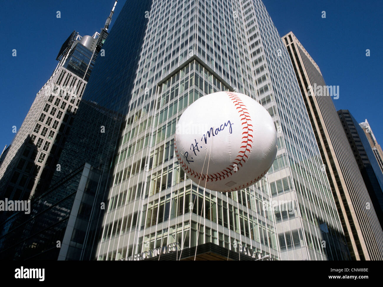 New York Thanksgiving Parade baseball balloon. Holiday traditional Macy ...