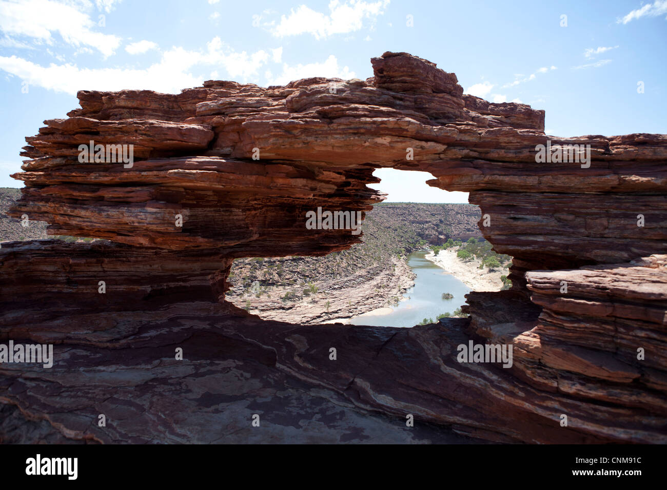 The view through the 'Natures Window' rock formation at the Kalbarri ...