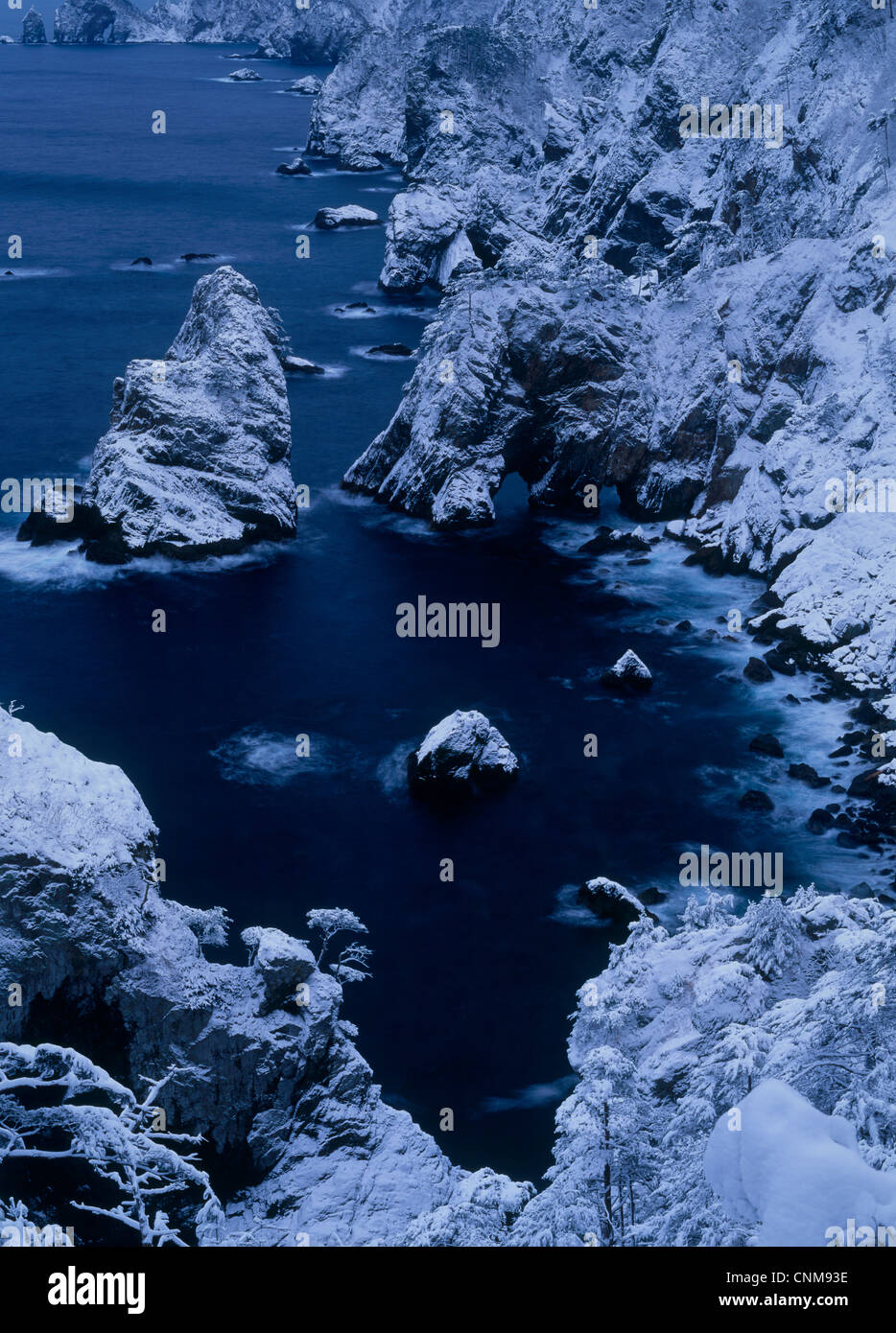 Snowscape of Kitayamazaki, Tanohata, Shimohei, Iwate, Japan Stock Photo ...