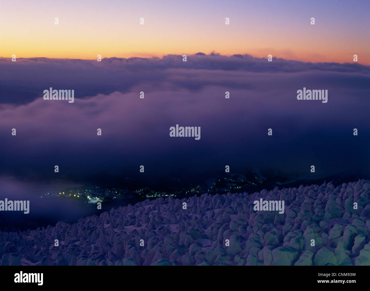 Snowscape of Zao Mountains at Evening, Zao, Katta, Miyagi, Japan Stock ...