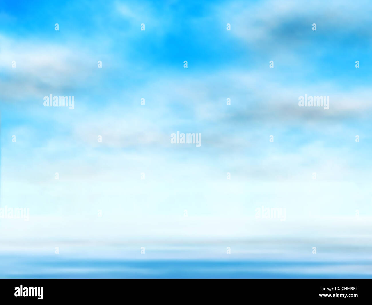 Illustration of clouds in a blue sky over water Stock Photo - Alamy
