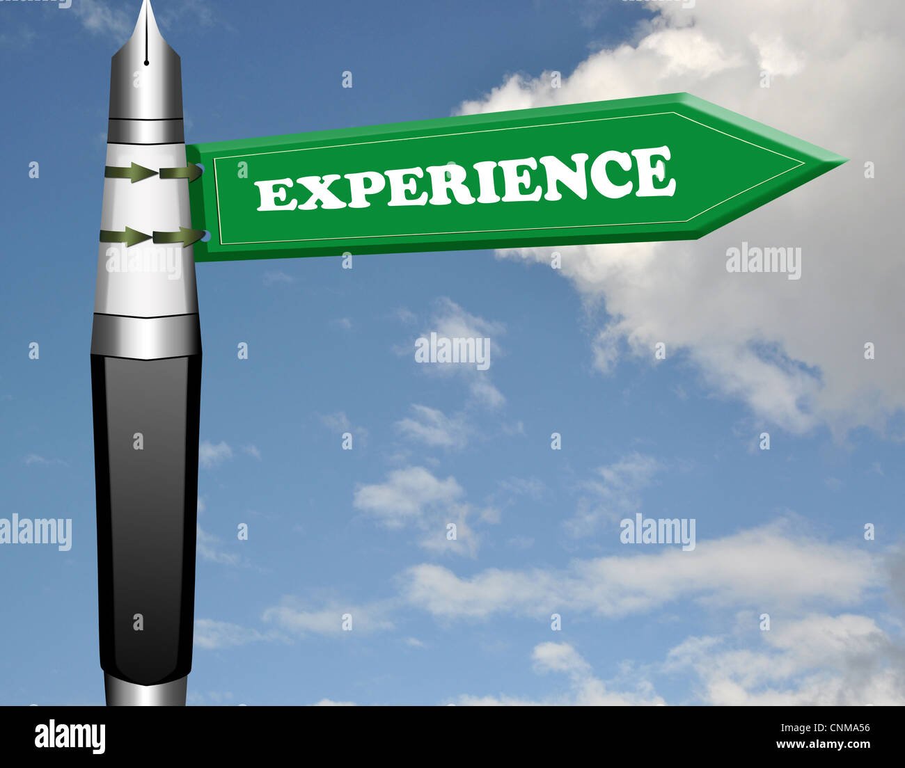 Experience fountain pen road sign Stock Photo - Alamy