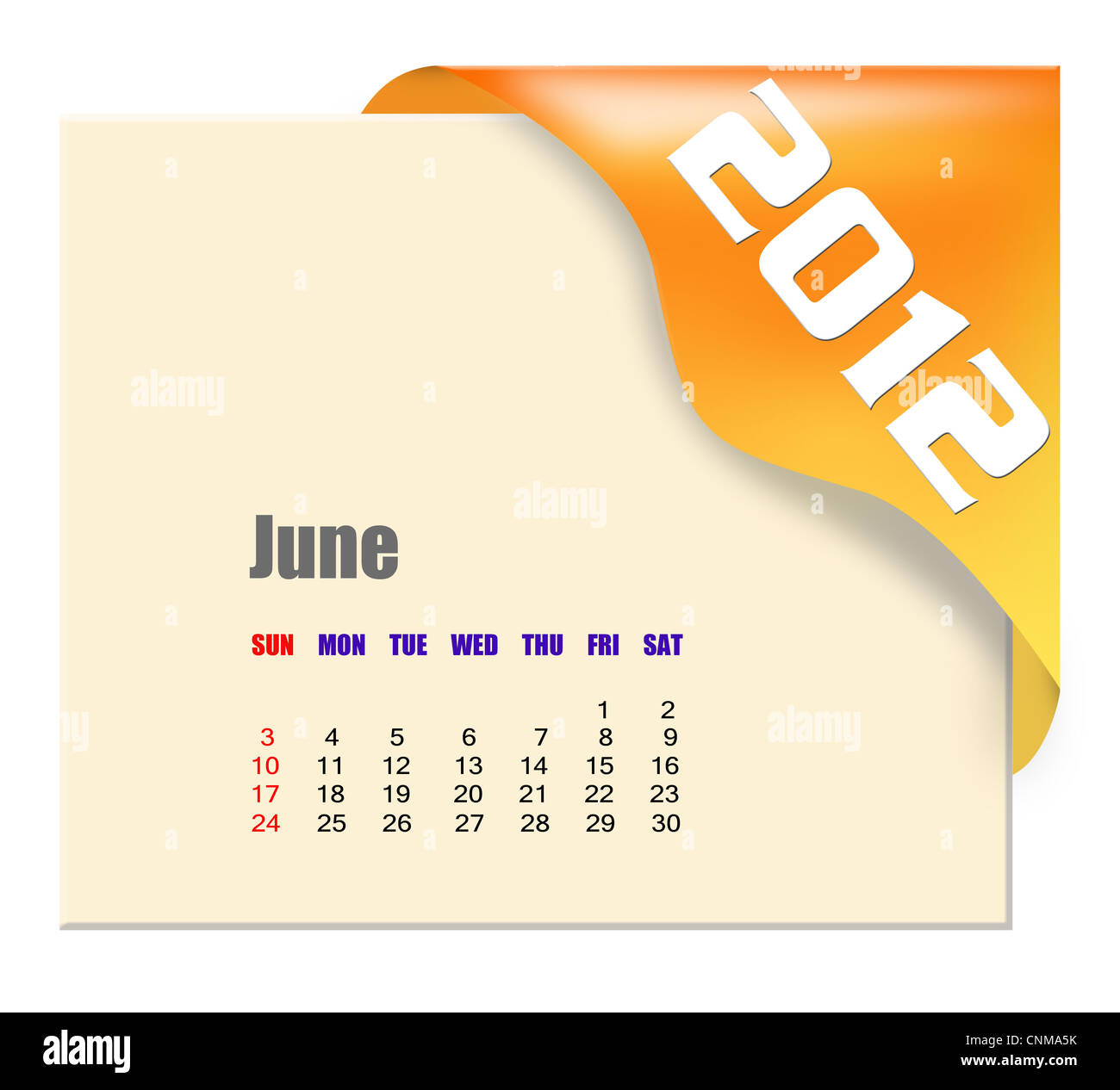 June of 2012 calendar Stock Photo - Alamy