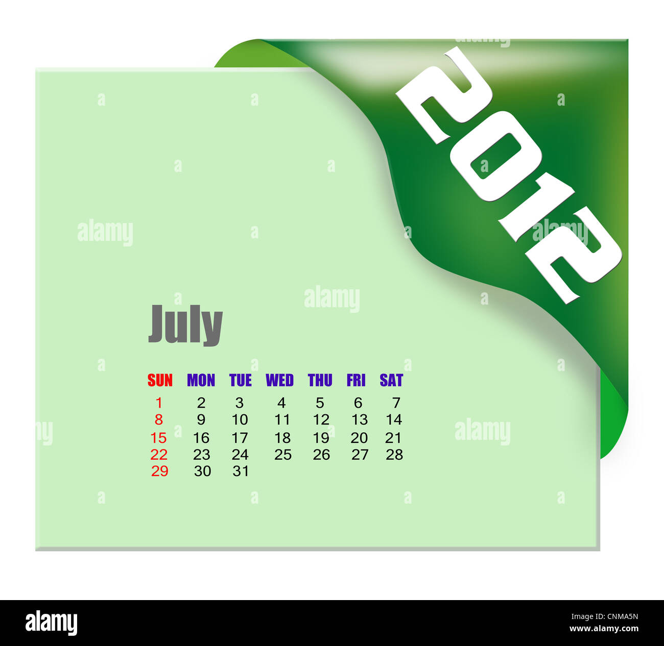 July calendar illustration hi-res stock photography and images - Alamy