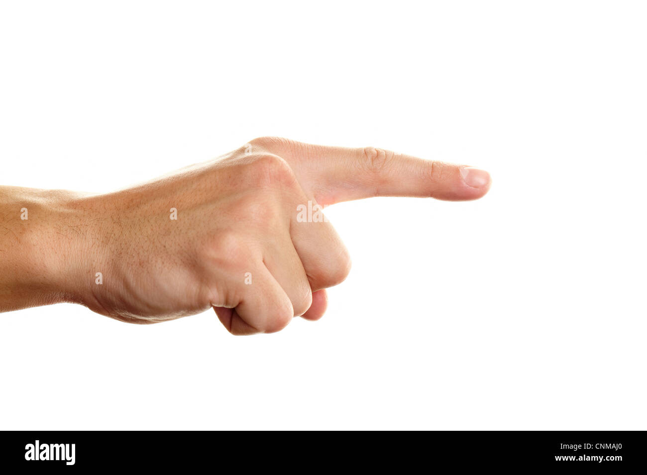 Photo of male hand with forefinger pointing forwards Stock Photo - Alamy