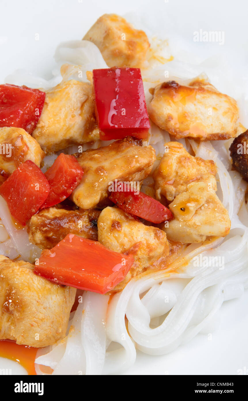 chicken goulash with rice noodle paprika Stock Photo - Alamy