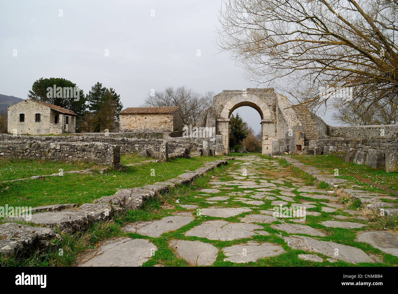 Saepinum, Bovianum Gate (Porta Bovianum) and the Decumano Stock Photo ...