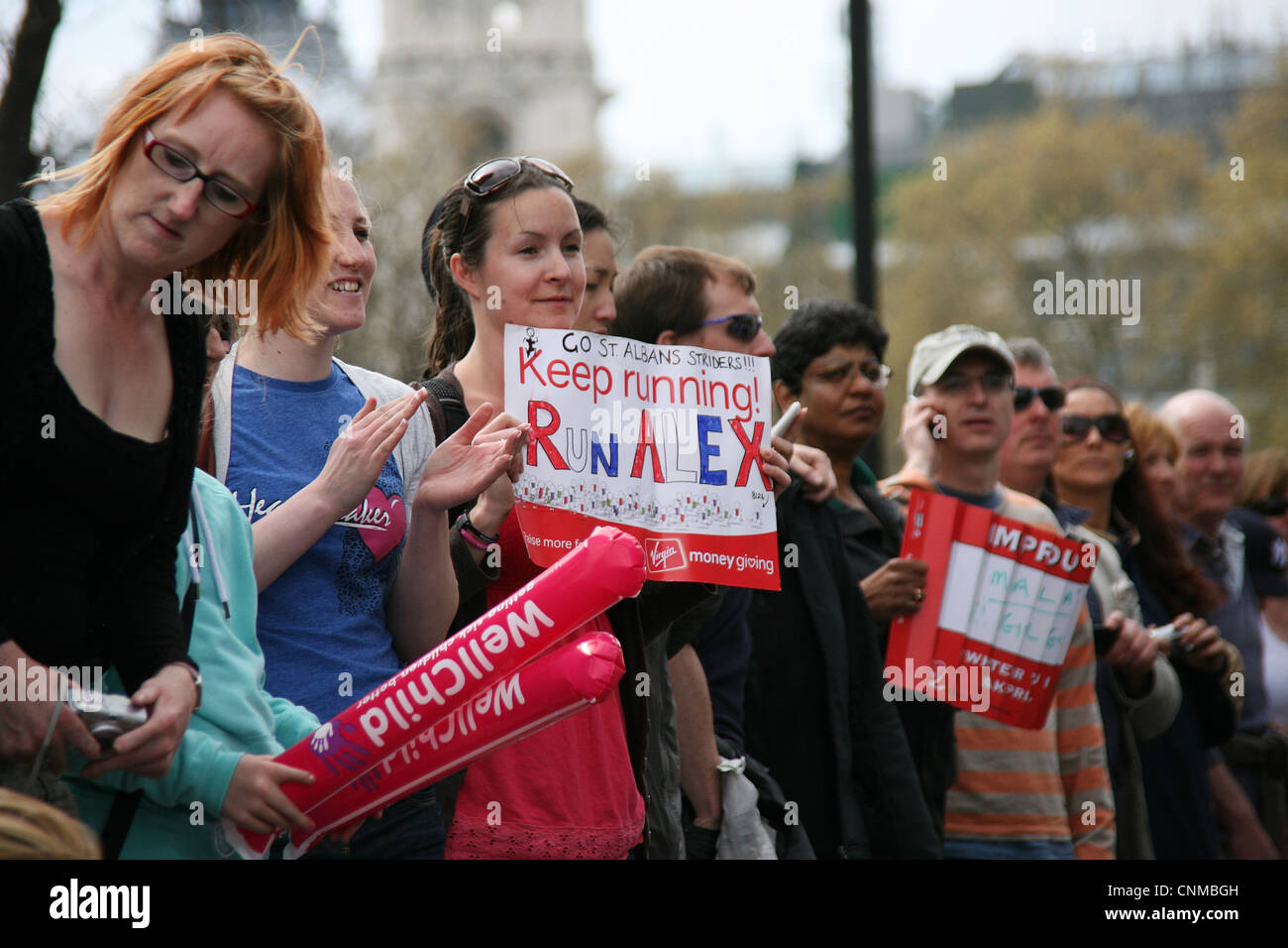 London, UK - April 25, 2010: Supporters watch and cheer thousands of ...