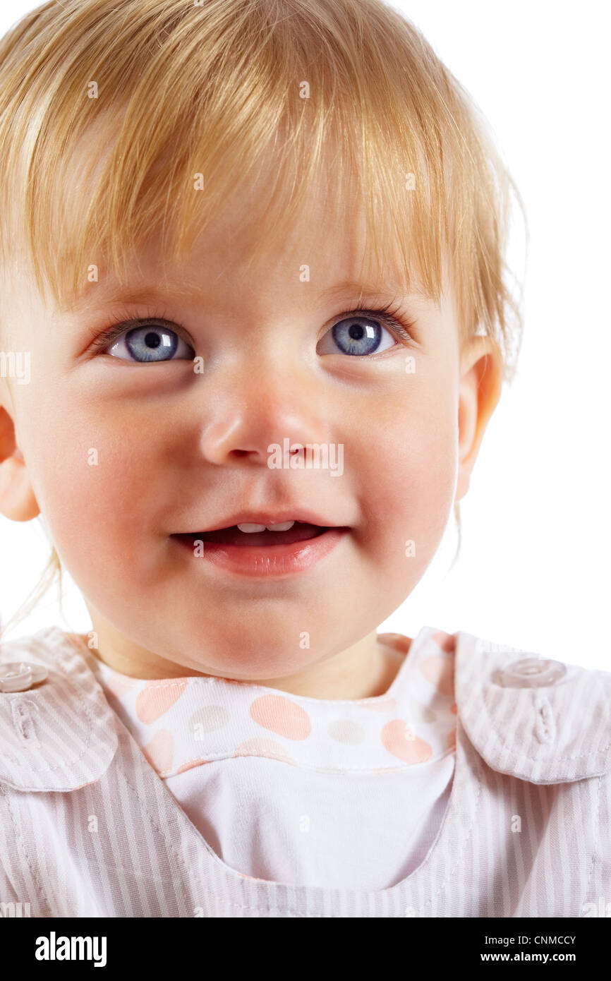 Portrait of cute child over white background Stock Photo - Alamy
