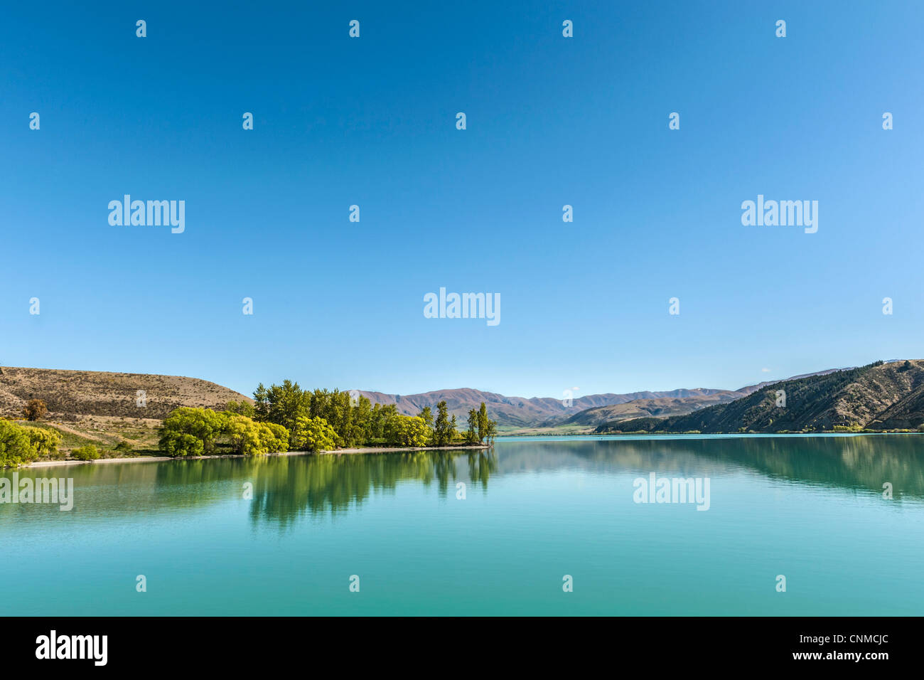 Lake Aviemore, the green lake. South Island, New Zealand Stock Photo ...