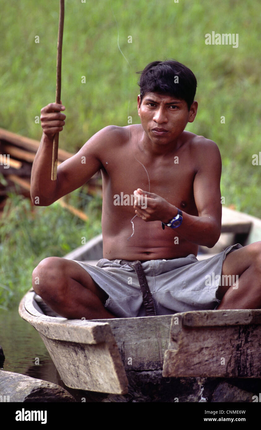 Man fishing along the Amazon river. Iquitos, Peru Stock Photo - Alamy