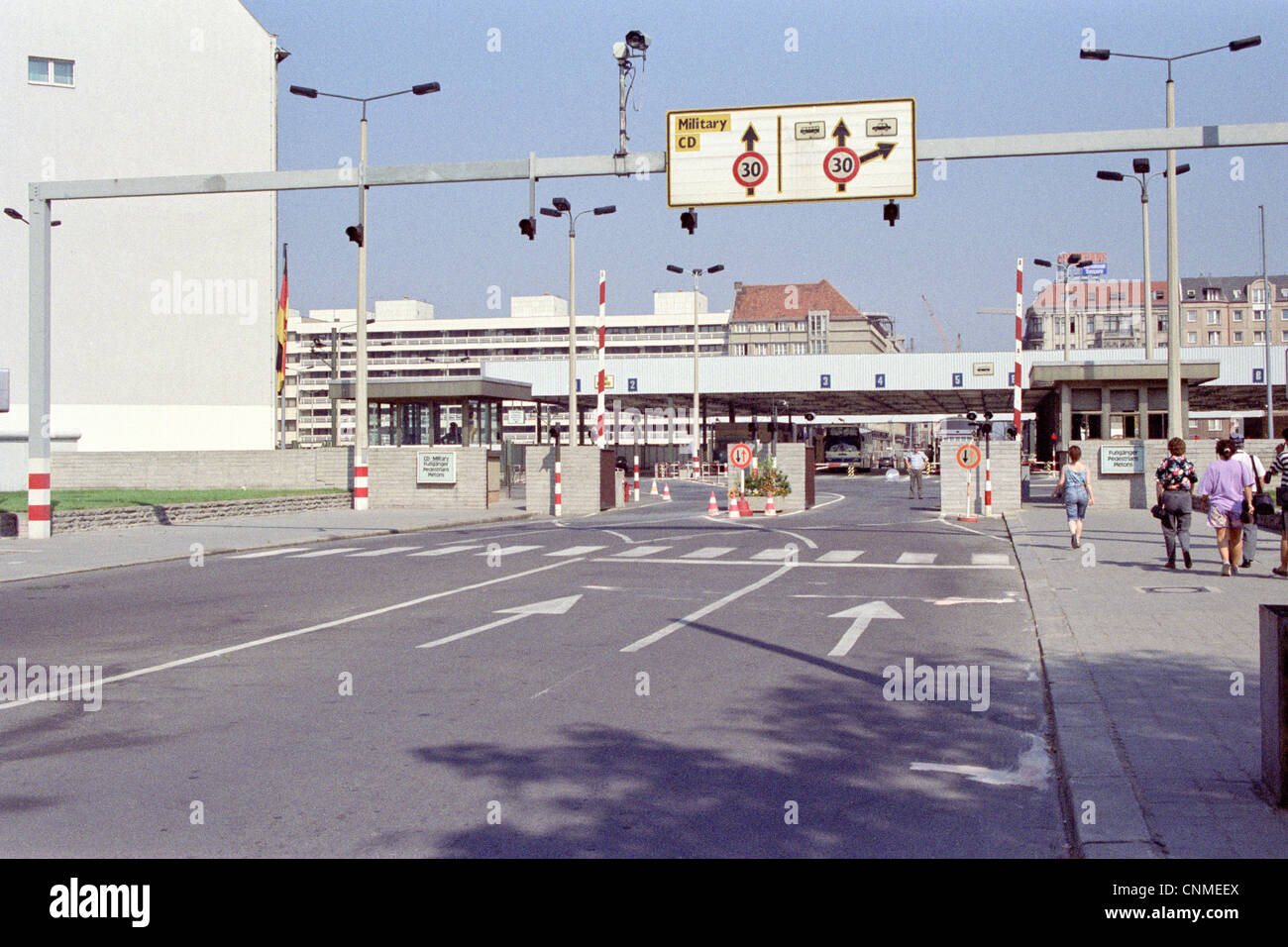 Checkpoint Charlie at Friedrichstrasse - Berlin Wall 1989 Stock Photo ...