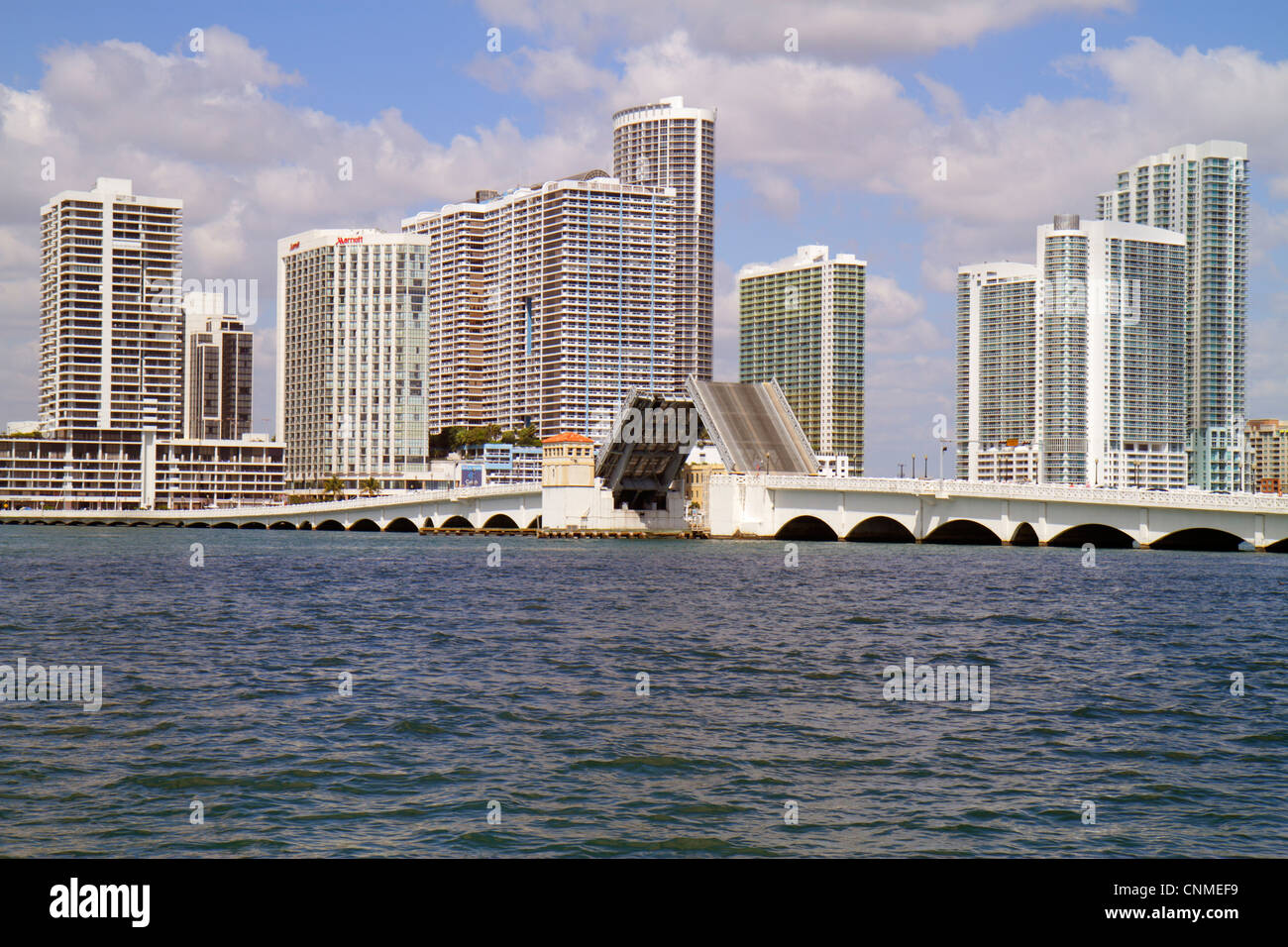 Miami Florida,Biscayne Bay water,Venetian Causeway,drawbridge up,Omni ...
