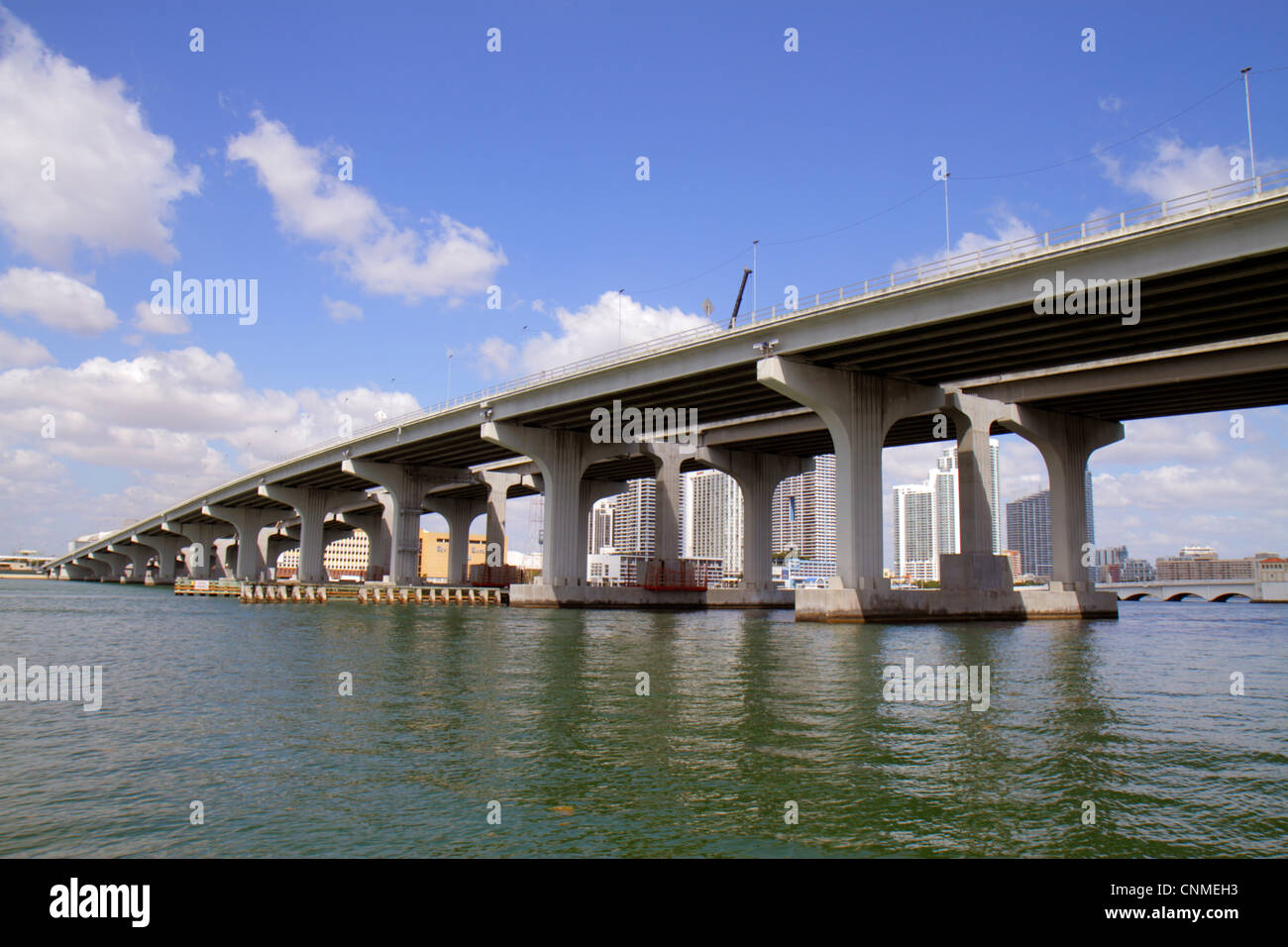 Miami Florida,Biscayne Bay,MacArthur Causeway,bridge,trestles,water ...