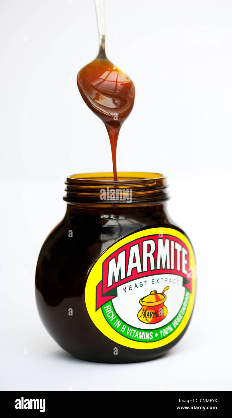 Marmite and spoon on white background Stock Photo - Alamy