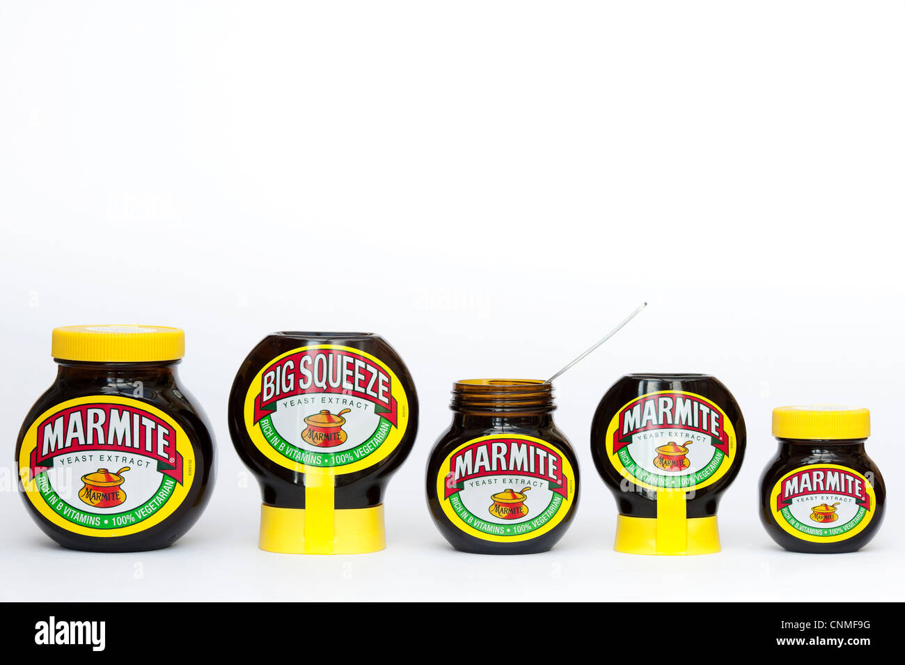 Marmite with spoon on white background Stock Photo - Alamy