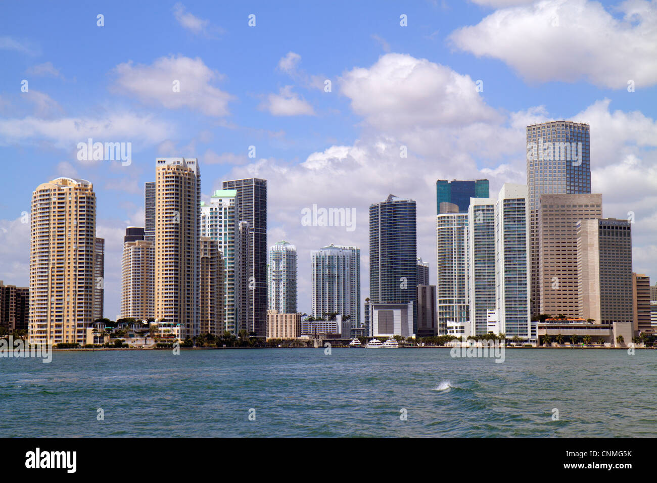 Miami Florida,Biscayne Bay,city skyline,high rise skyscraper ...