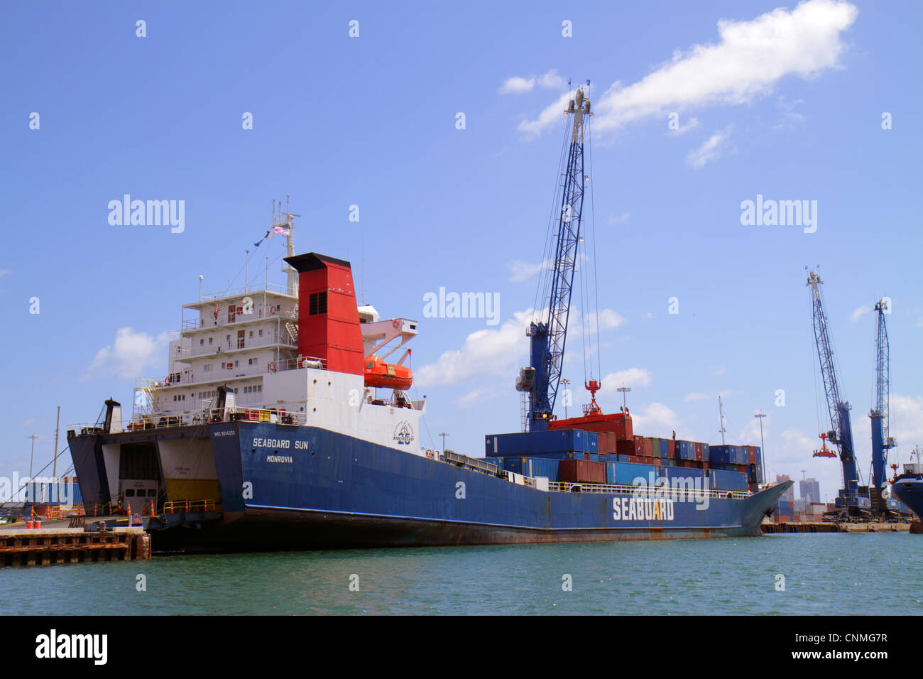 Miami Florida,Biscayne Bay water,Port of Miami,Dodge Island,cargo ...
