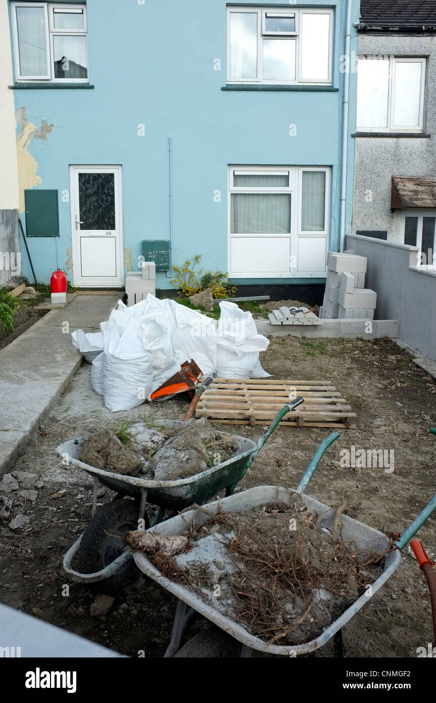 A council house front garden undergoing construction Stock Photo - Alamy