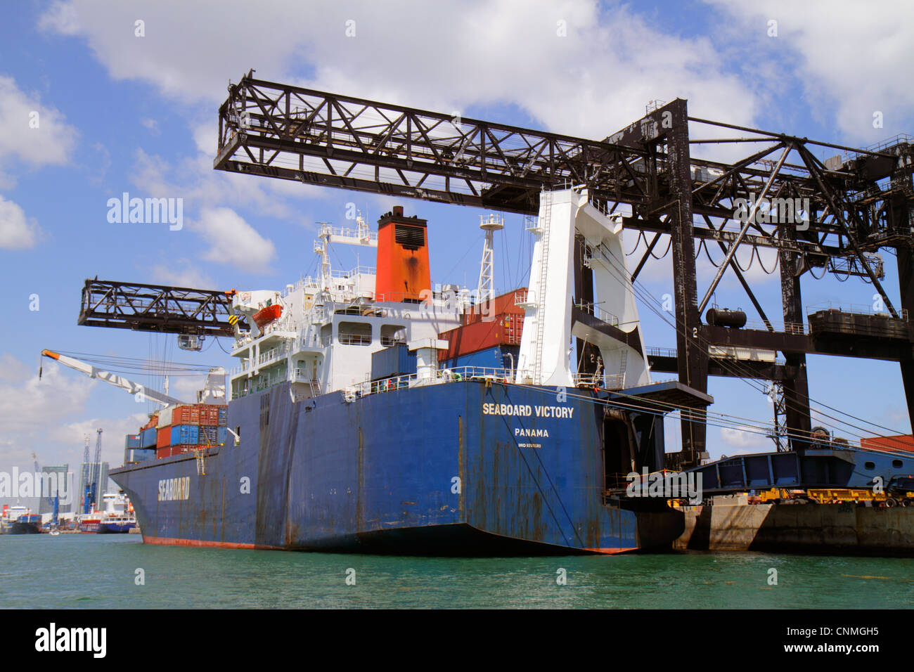 Miami Florida,Biscayne Bay water,Port of Miami,Dodge Island,cargo ...
