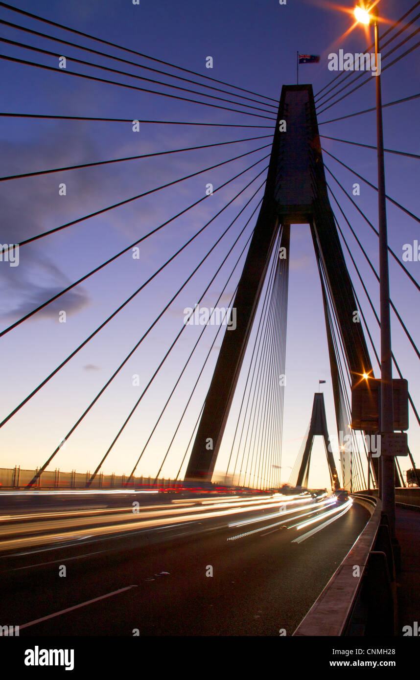 Anzac Bridge at dusk Stock Photo - Alamy