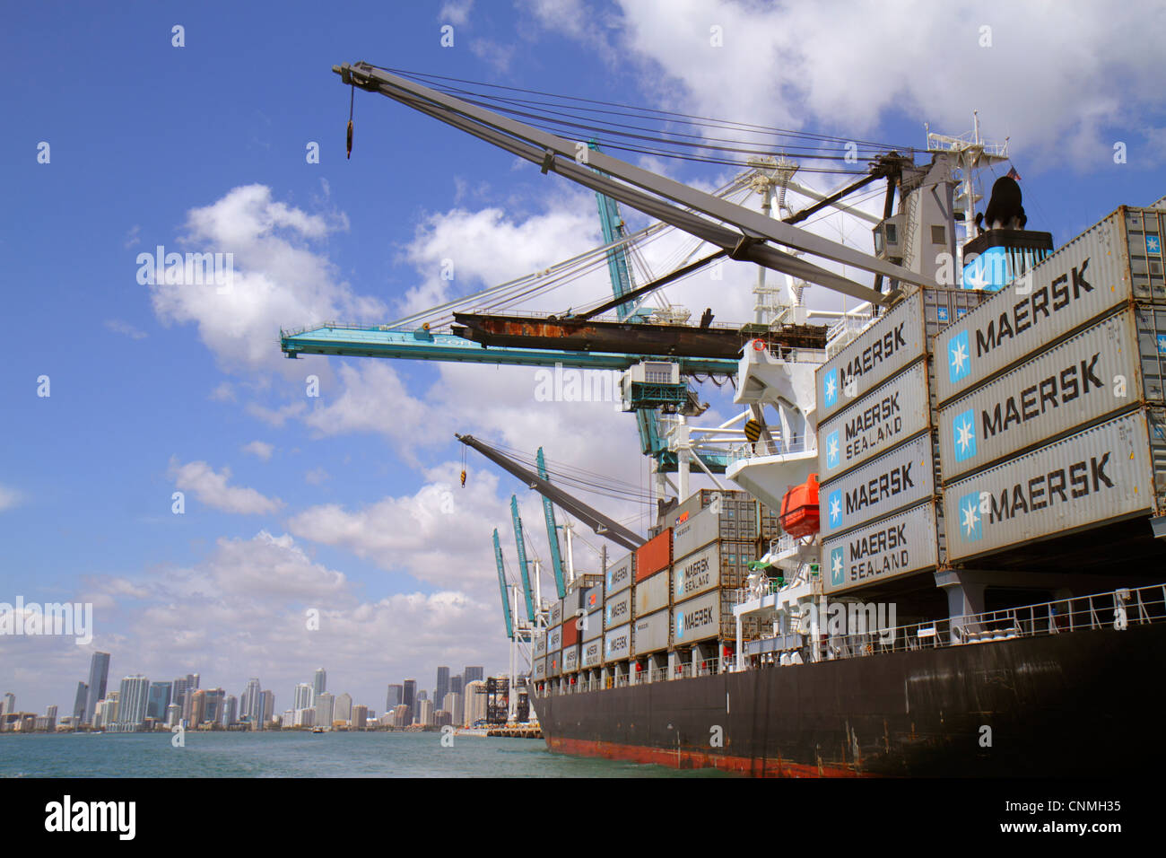 Miami Florida,Biscayne Bay water,Port of Miami,Dodge Island,cargo ...