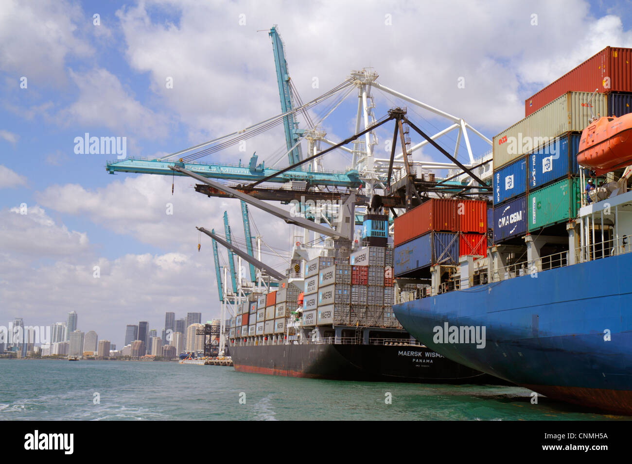 Miami Florida,Biscayne Bay water,Port of Miami,Dodge Island,cargo ...