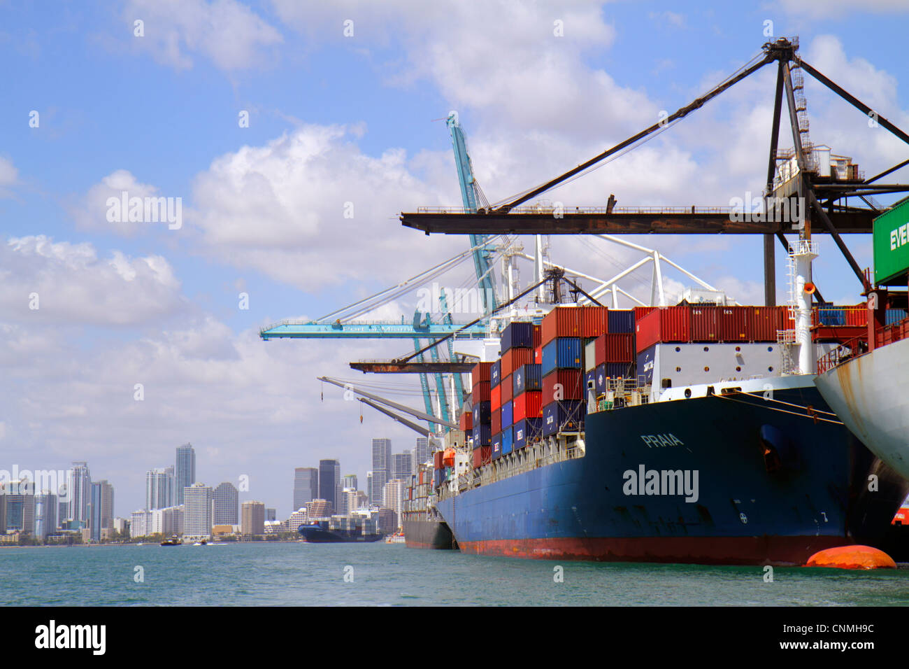 Miami Florida,Biscayne Bay water,Port of Miami,Dodge Island,cargo ...