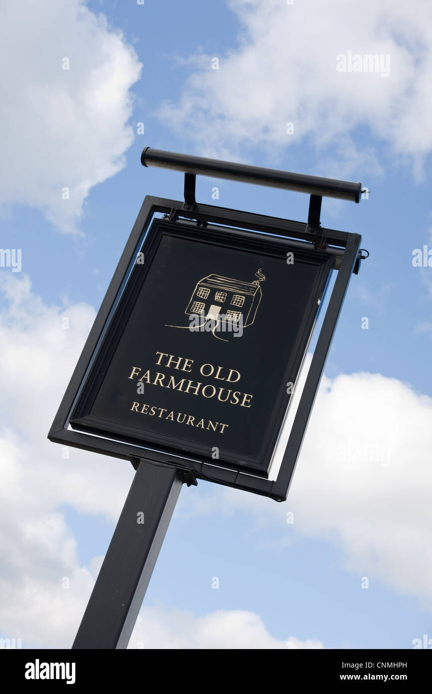 Sign outside The Old Farmhouse restaurant Stock Photo - Alamy