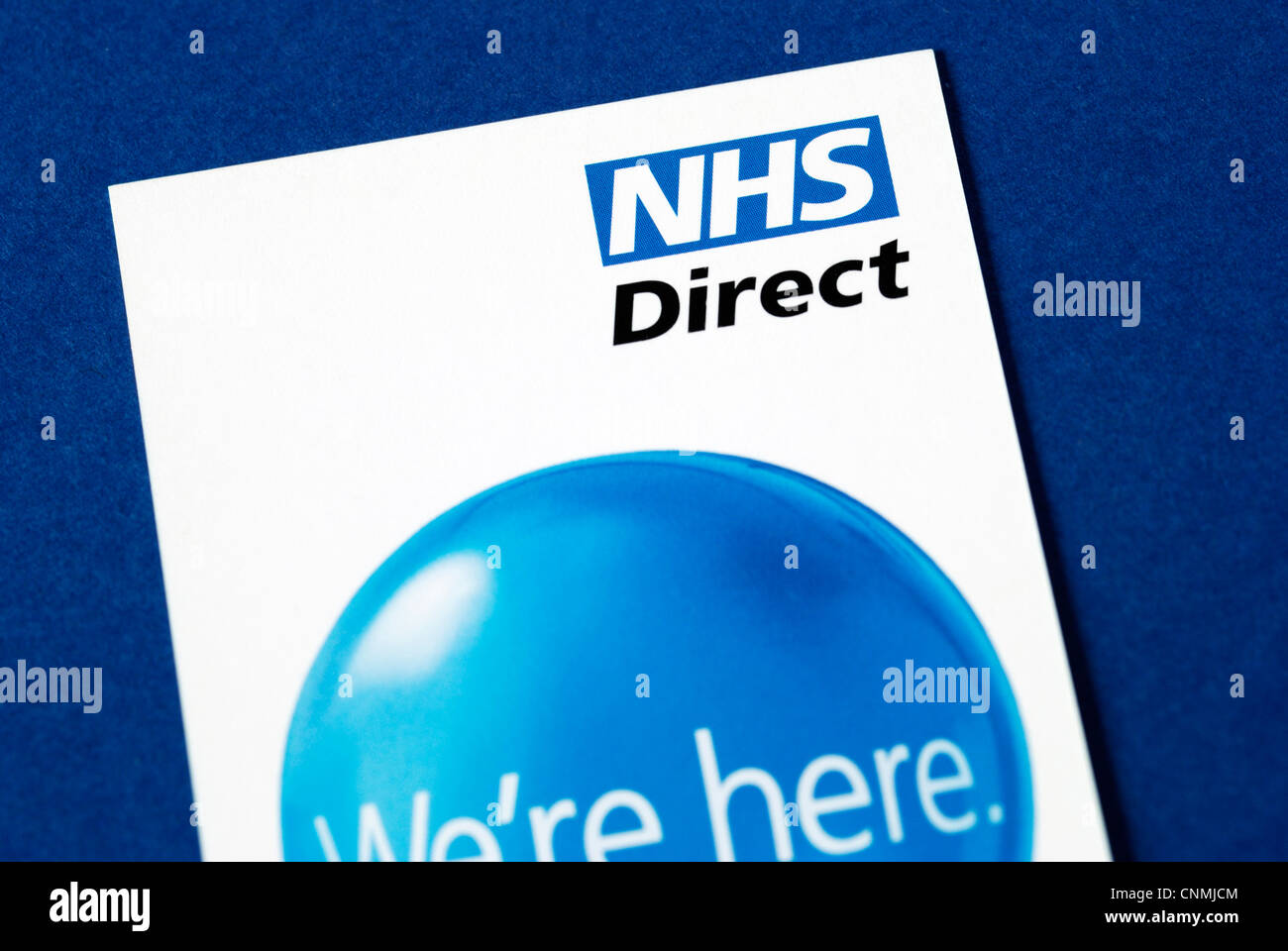 Card advertisement promoting NHS Direct, the UK National Heath Service ...