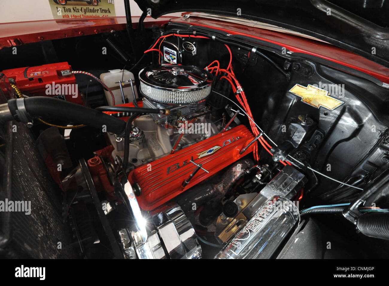 The engine bay of a 57 Chevrolet Stock Photo - Alamy