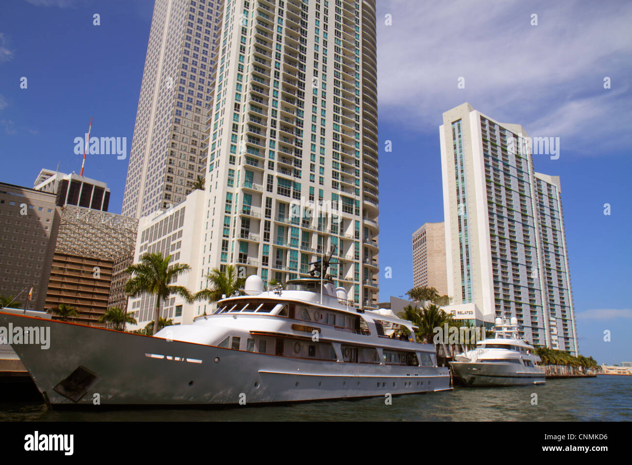 Miami Florida,Miami River water,River waterwalk,high rise,condominium ...