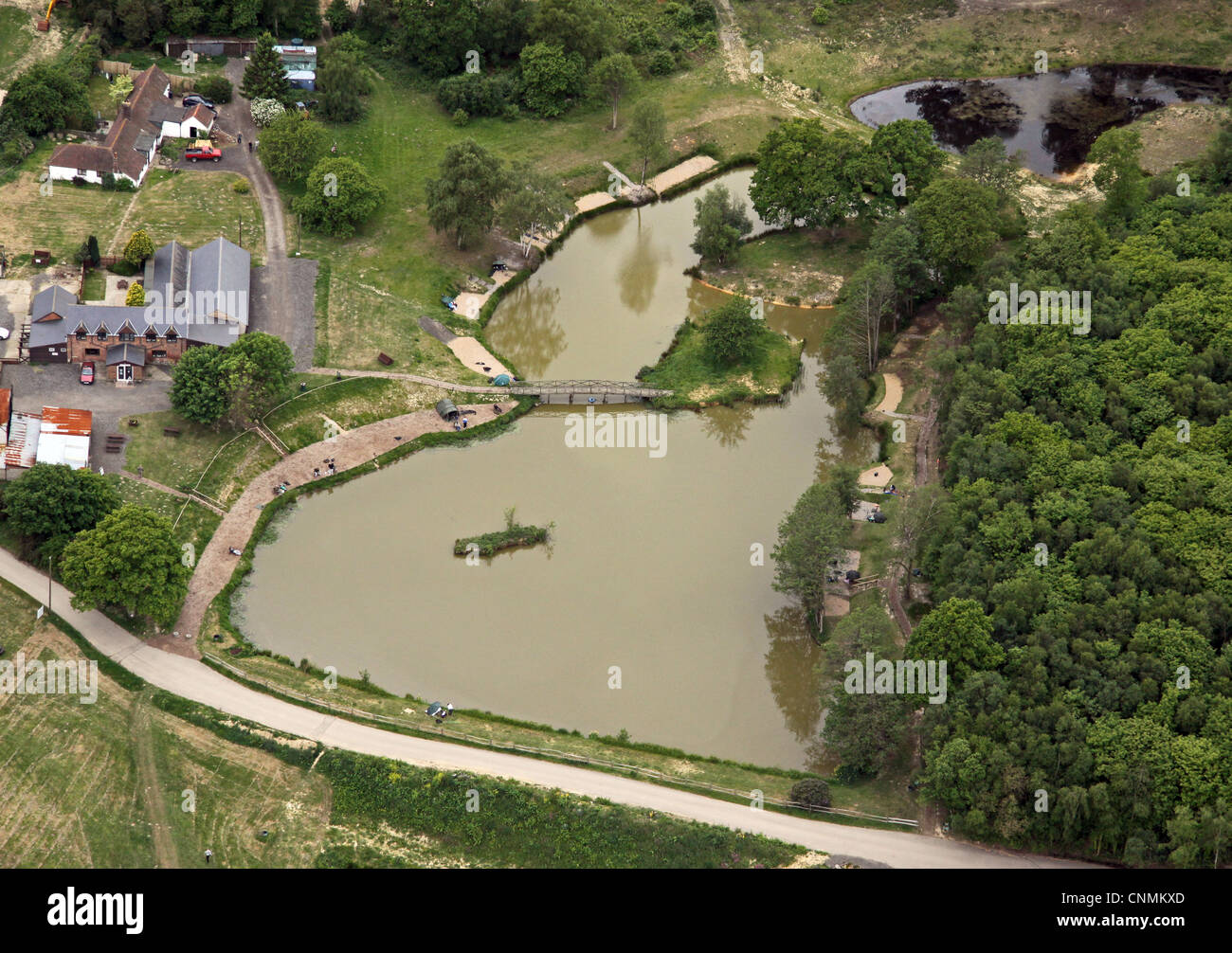 aerial view of a recreational fishing lake Stock Photo - Alamy