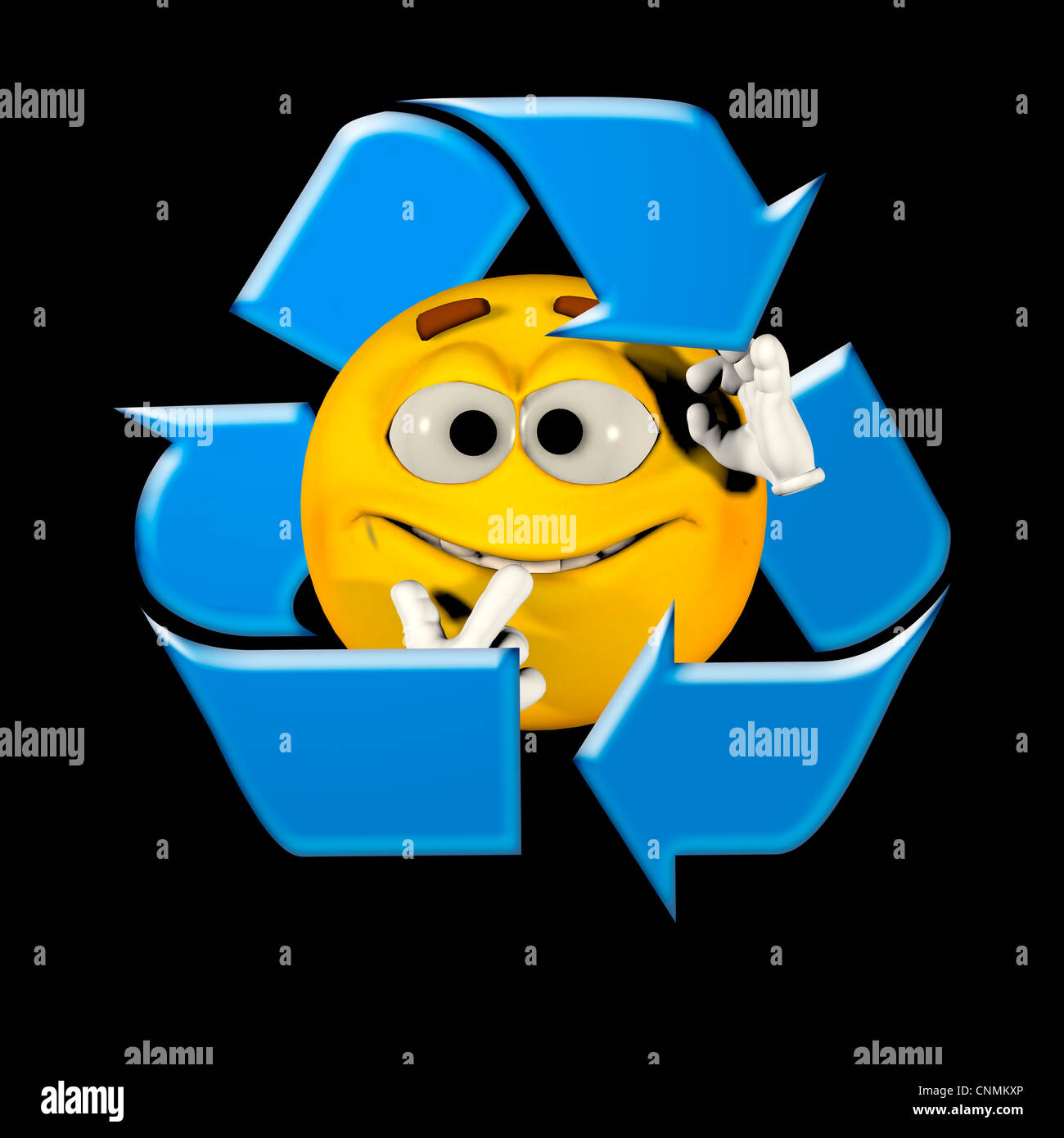 Recycle Symbol with Thinking Emoticon looking out Stock Photo - Alamy