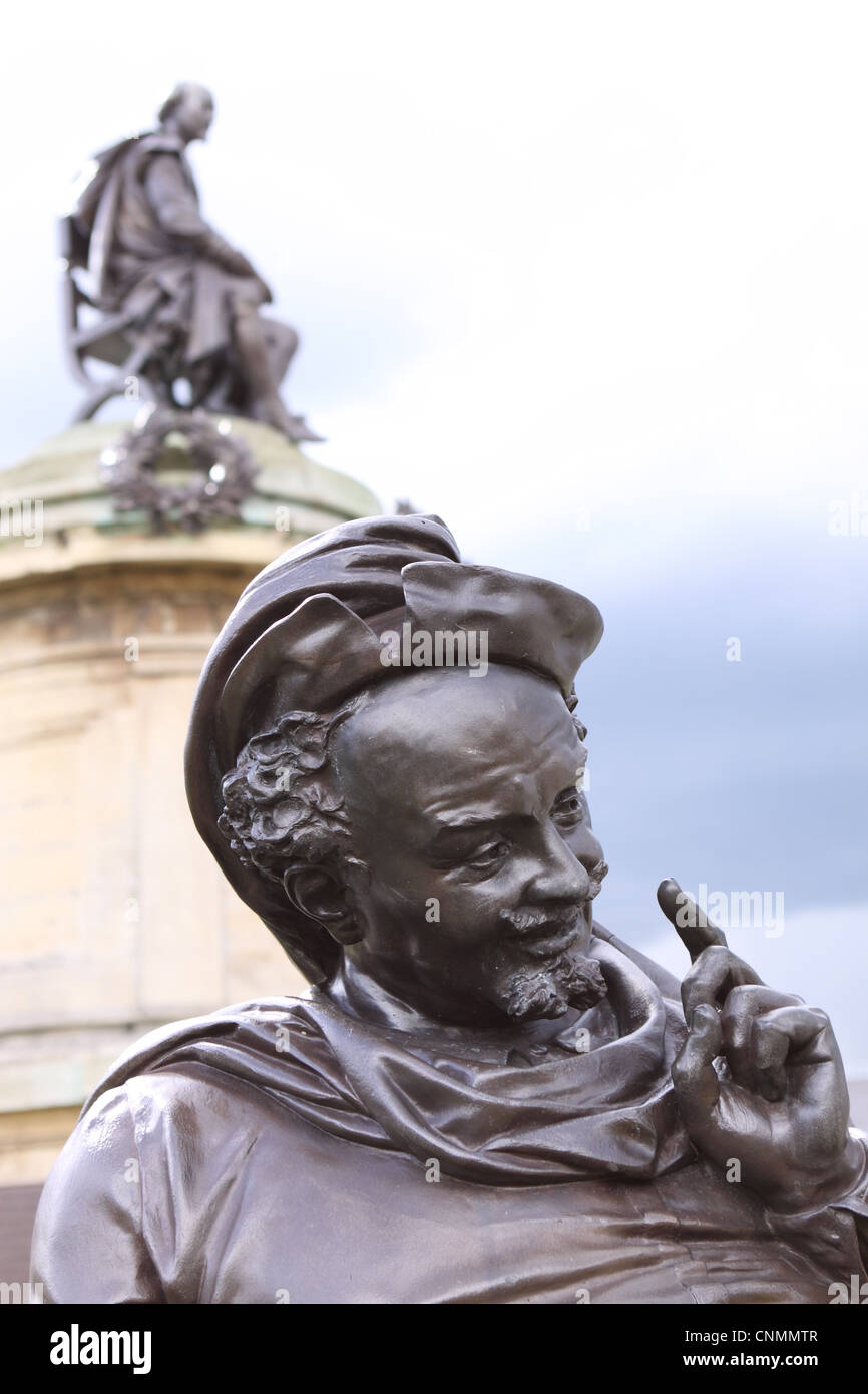 Stratford Upon Avon statue of Falstaff with Shakespeare Memorial behind ...