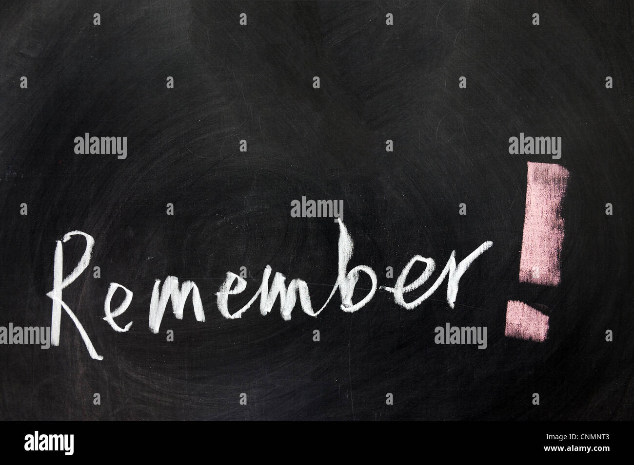 Chalk drawing - Remember with a exclamation mark Stock Photo - Alamy