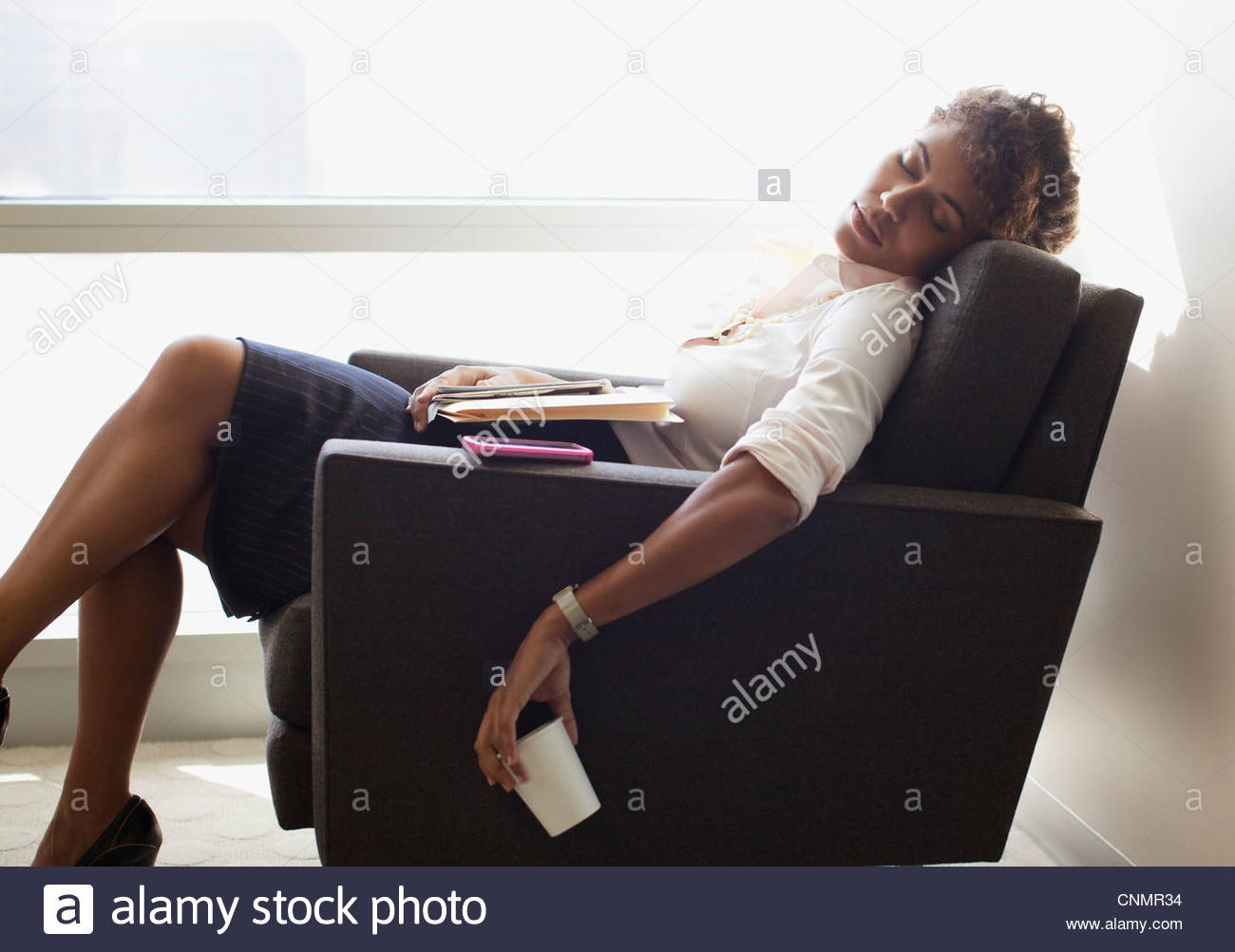 Woman Sleeping In Chair Stock Photos & Woman Sleeping In Chair Stock ...