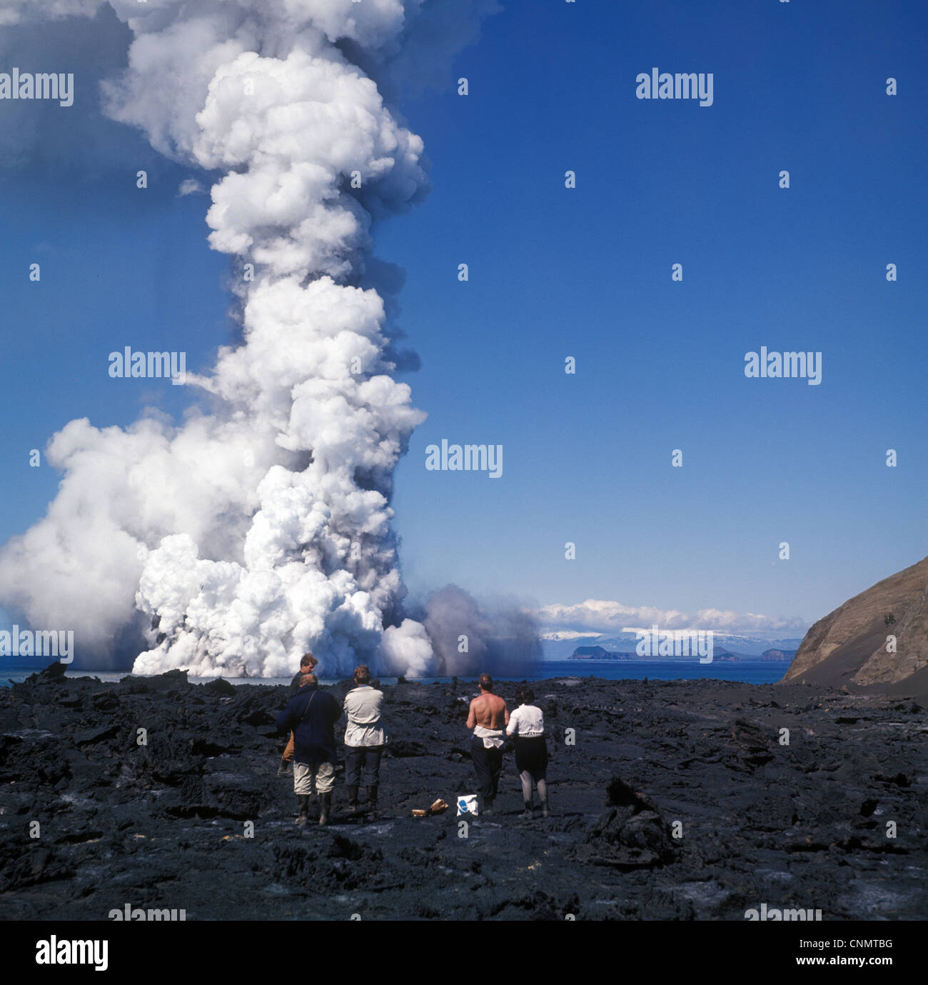 Volcano - Syrtlingur (surtsey II) from Surtsey, smoke and ash rising ...