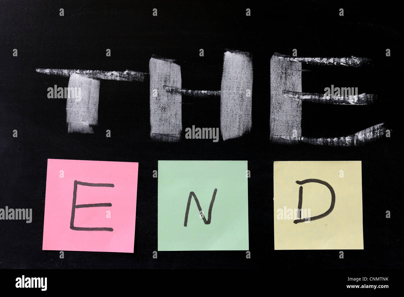 Conceptional chalk drawing - The end Stock Photo - Alamy