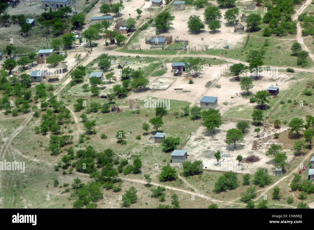 Aerial view of rural settlement, Maun, Ngamiland, Botswana Stock Photo ...